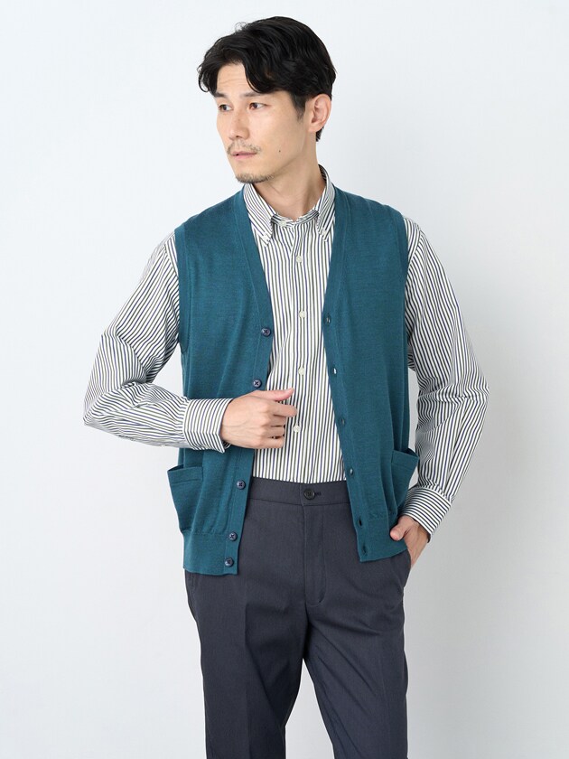 前開きウォッシャブルニットベスト | エレメント オブ シンプルライフ