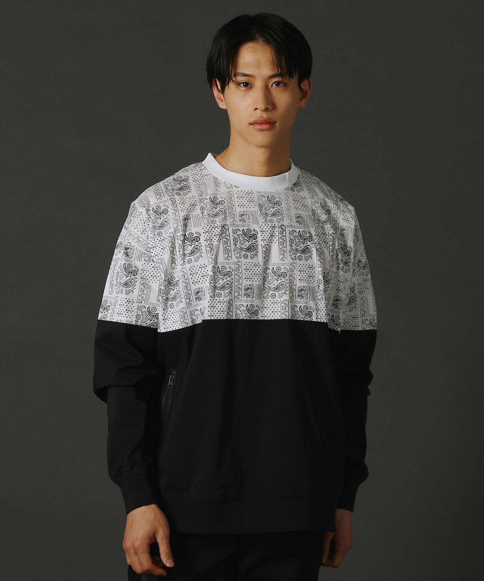 R/撥水加工ストレッチ布帛バイカラー止水ZIPプルオーバー | レジェス