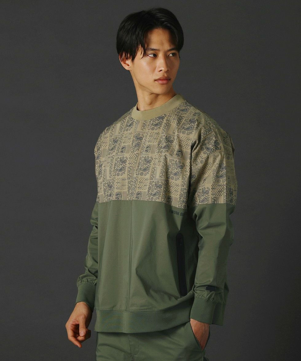 R/撥水加工ストレッチ布帛バイカラー止水ZIPプルオーバー | レジェス