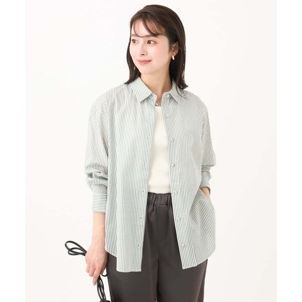 小さいサイズ】スキッパーネックサテンブラウス/洗える | MK