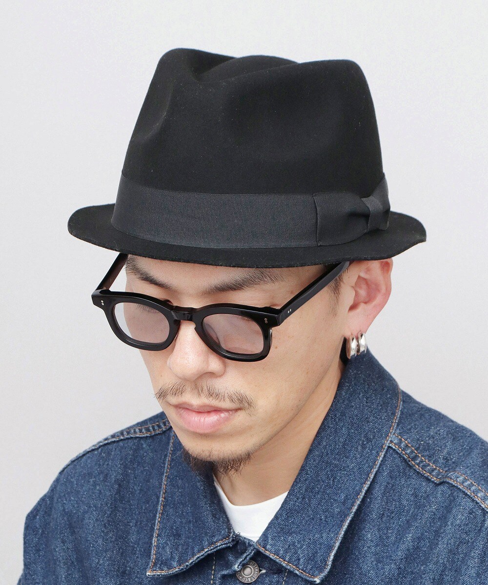 ハット サファリハット 帽子 あご紐付き ウール つば広 ワイドブリム