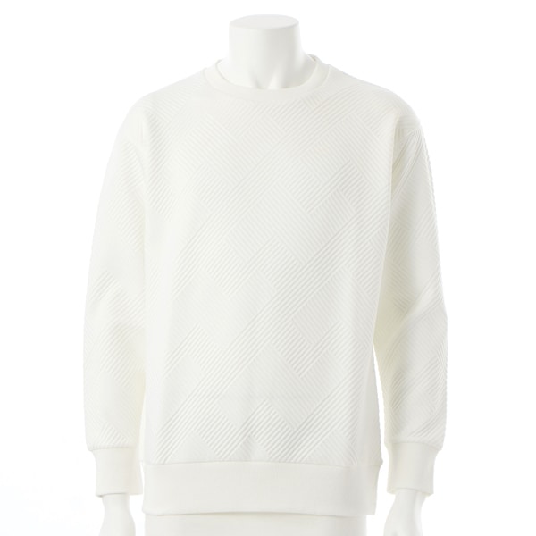 Custom Culture】ヘリンボーンジャガード クルーネックプルオーバー