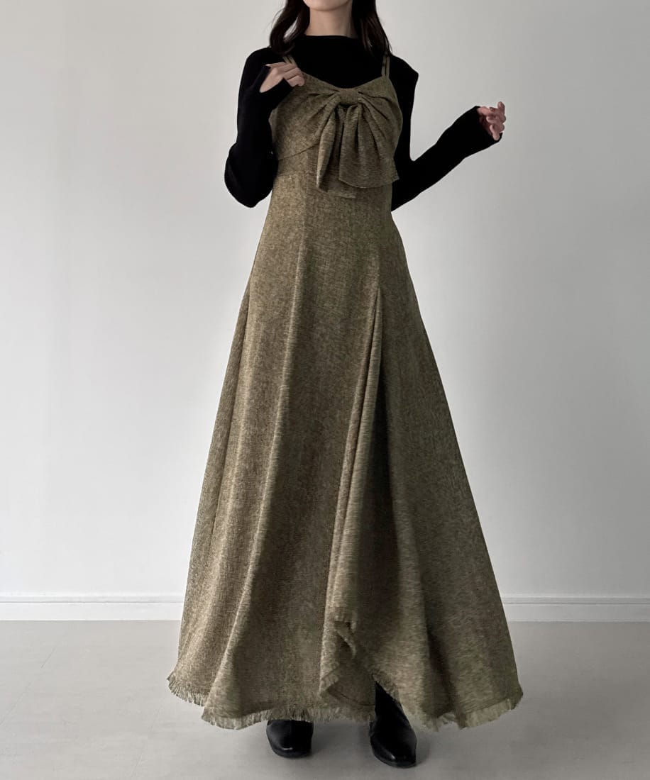 mipiarl クラシカルカラーフレアニットワンピース | ミピアール